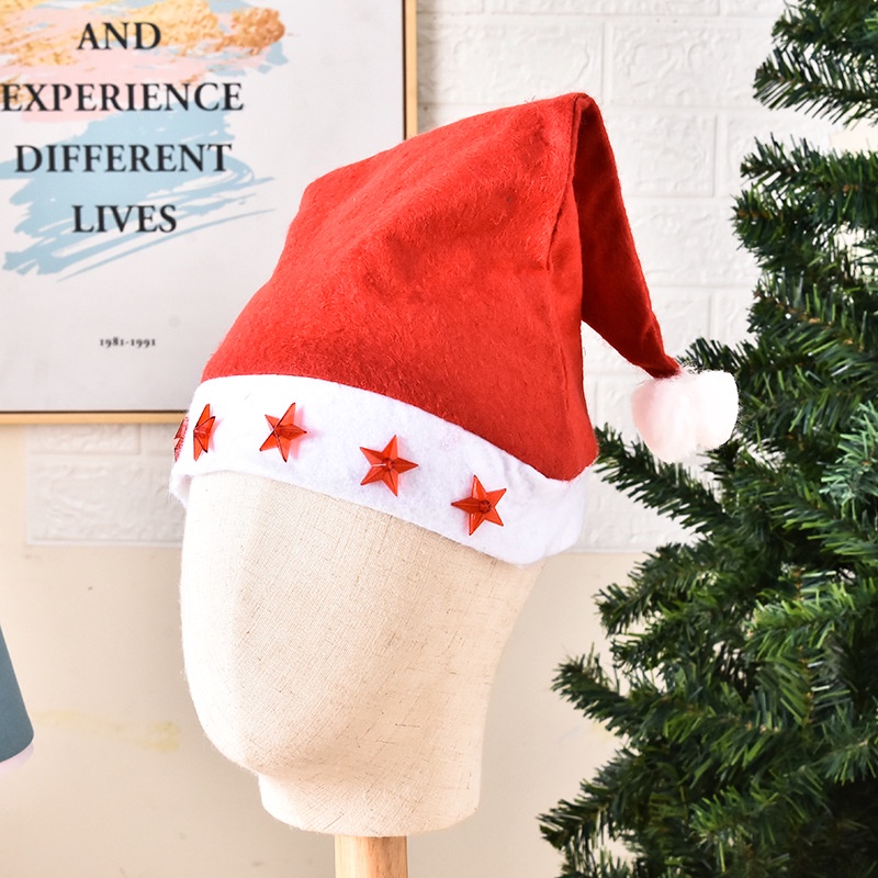JM# Christmas Xmas Santa Claus Hat Christmas Cap With Blinking Star ...