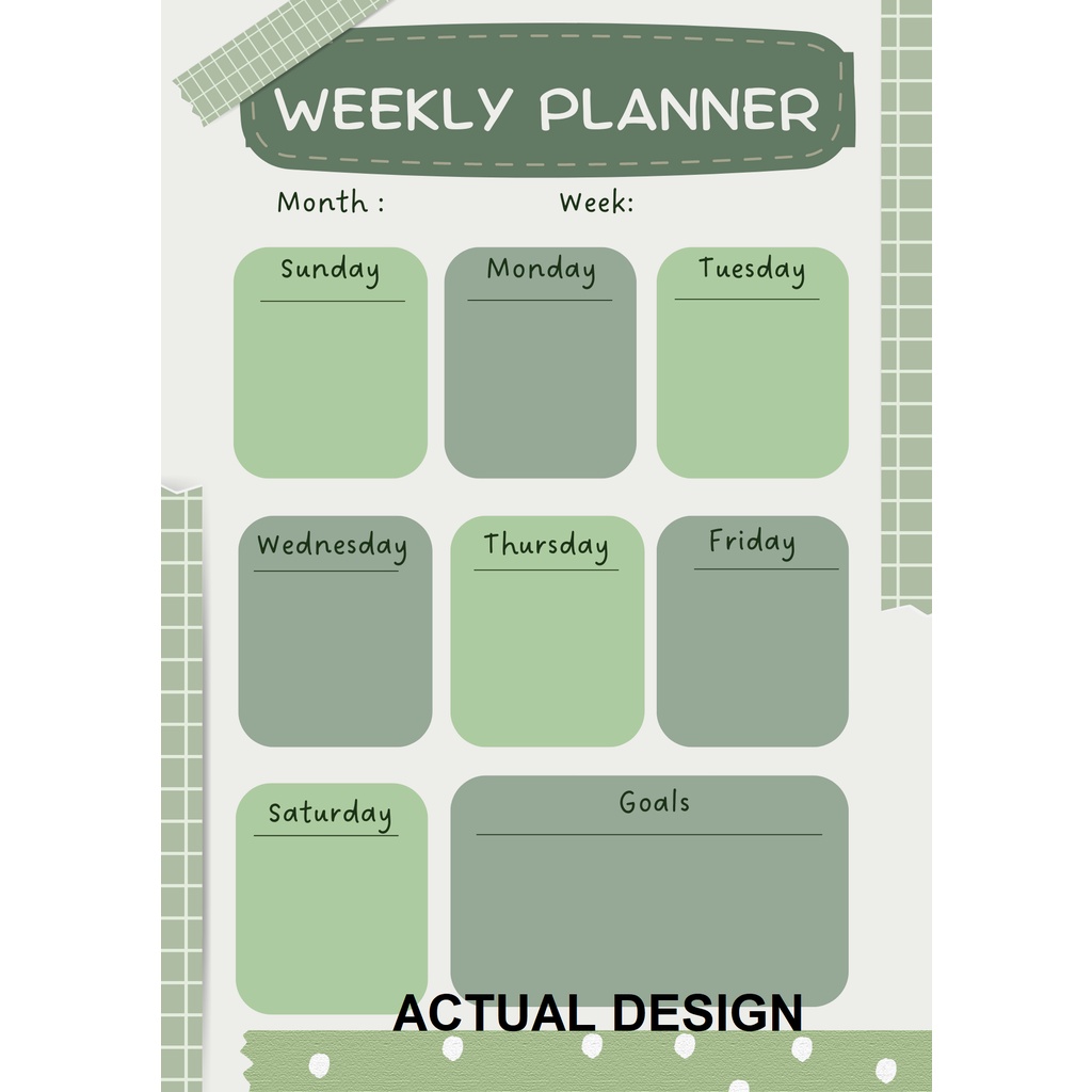 Laminated Weekly Planner A4 Size Chart Organizer Stuff 125MIC | Shopee ...