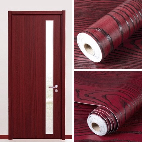 PVC door sticker waterproof self adhesive thicken wood grain furniture ...