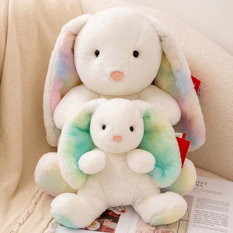 Kawaii Rainbow Rabbit Plushie Toy Cute White Soft Bunny Peluche Doll ...