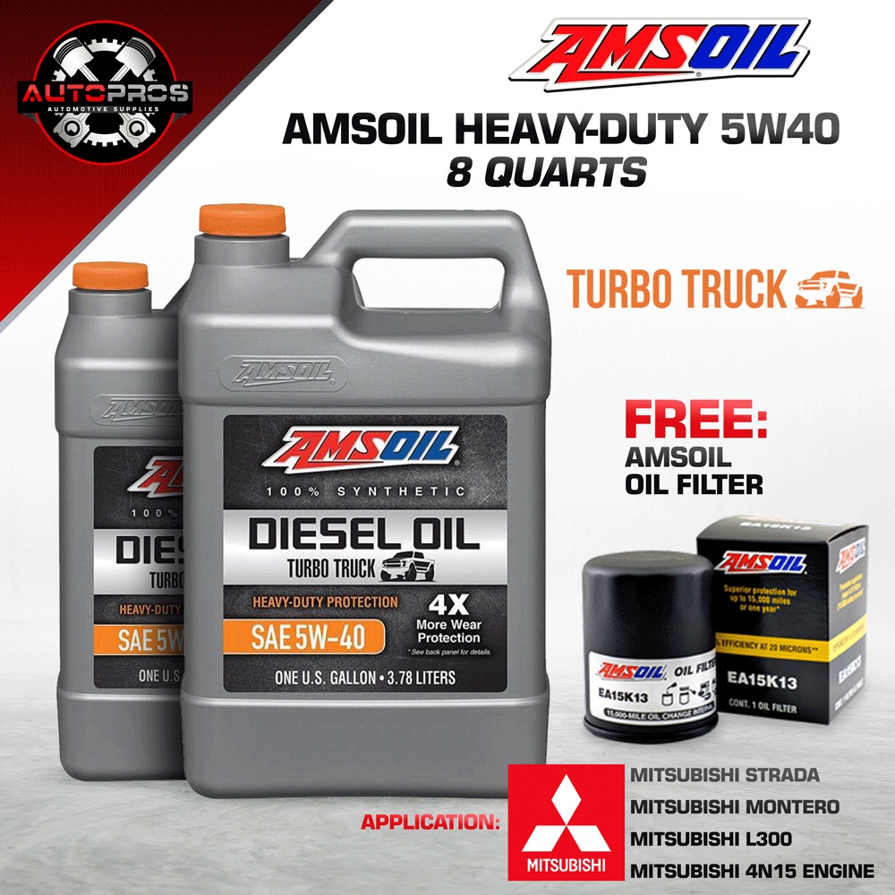 AMSOIL TURBO TRUCK 5W-40 8 Quarts Diesel Engine Oil (Bundle for Montero ...