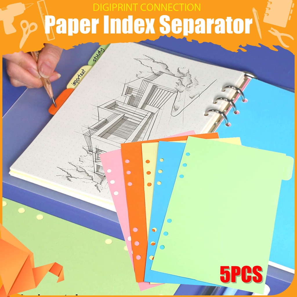 Colored Index Page Separator Cardboard Loose Leaf Binder 6 holes ...