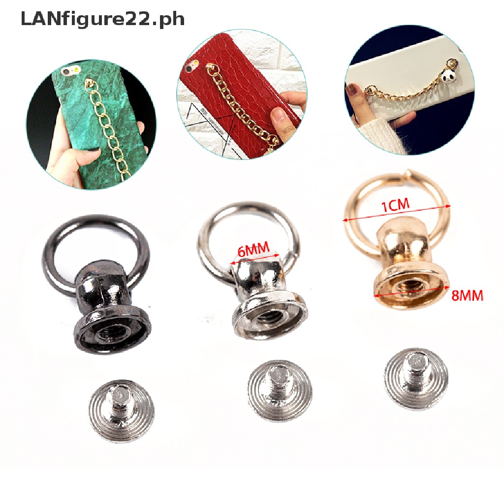 LANfigure 10pcs 8mm Metal Button O Ring Stud Screwback Craft Bag Phone ...