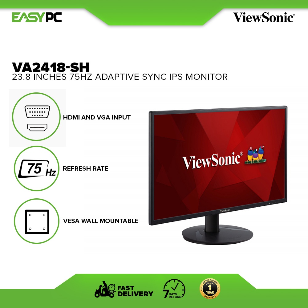 EasyPC| Viewsonic VA2418-SH 24 Inches 75Hz Adaptive Sync IPS Monitor ...
