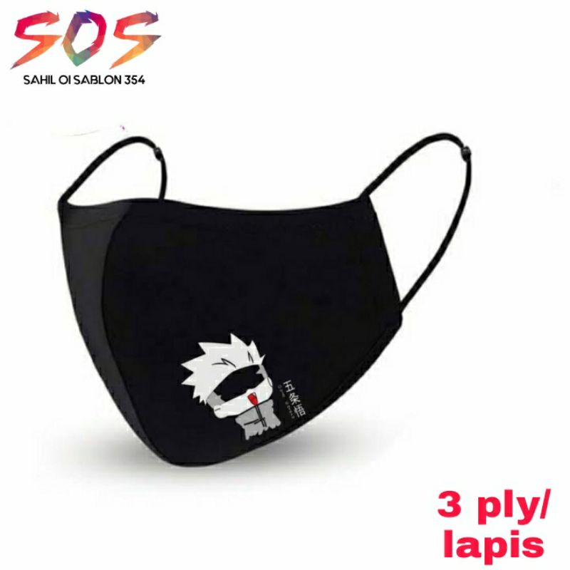 Jujutsu KAISEN/SATORU GOJO Chibi mask, 3 ply/ply fabric for children ...