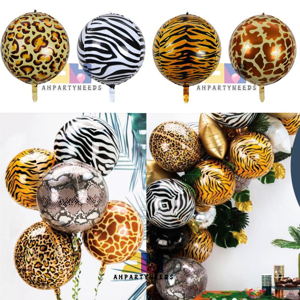 22Inch 4D Animals Striped Balloons Woodland Balloons Jungle Safari ...