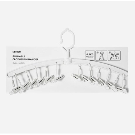 Miniso Foldable Clothespin Hanger Portable Folding Drying Rack | Shopee ...