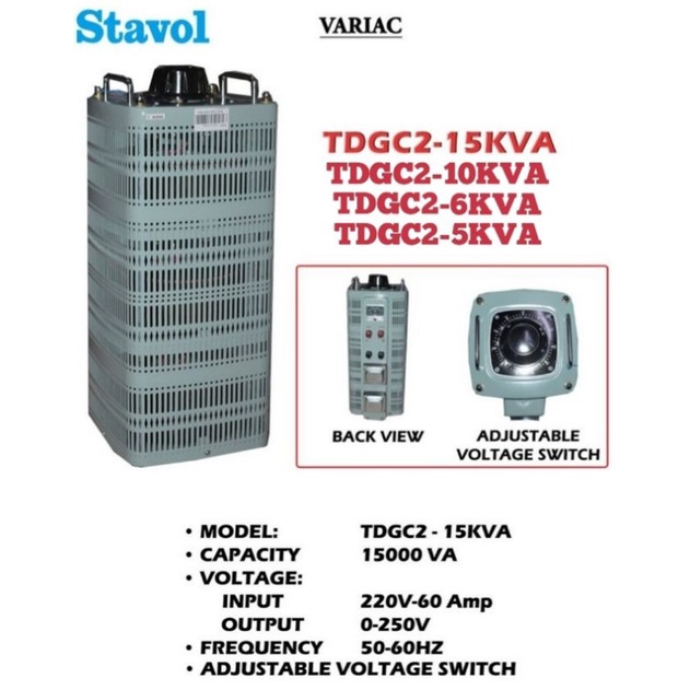 Variac Variable Transformer Voltage Regulator TDGC2-15KVA TO TDGC2-5KVA ...