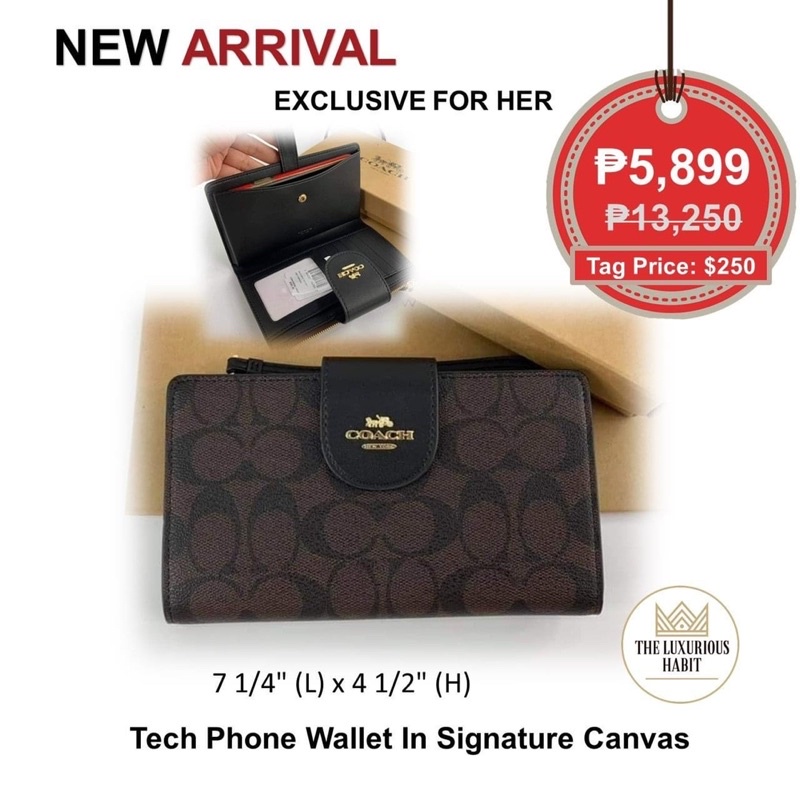 Coach Tech Phone Wallet in Signature Canvas | Shopee Philippines