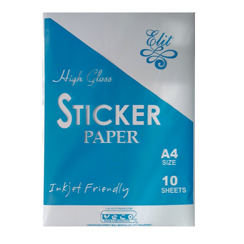 ELIT / VECO Sticker Paper matte, glossy, satin10sheets A4 size | Shopee ...