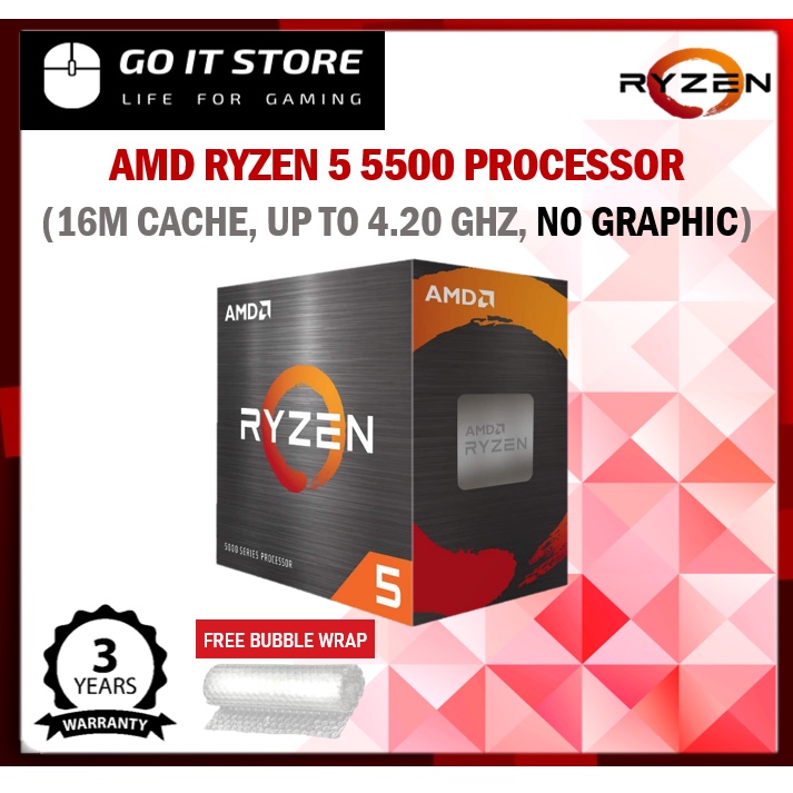 AMD Ryzen 5 5500 Socket Am4 Processor (6 Cores 12 Threads) | Shopee ...