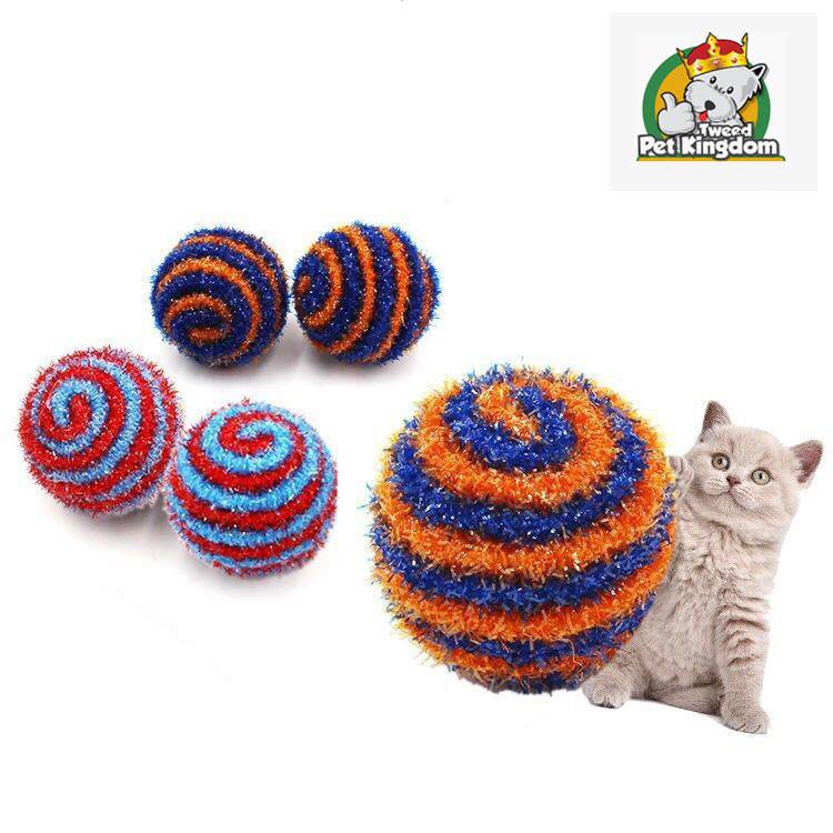 Pet cat dog rainbow elastic rope wrapped ball creative colorful toys ...