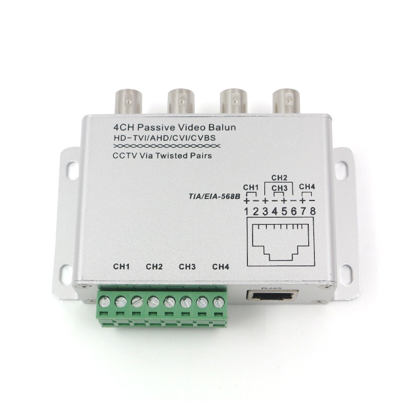 4 Channel Passive UTP Video Balun CCTV transciver via twisted pair security camera video ...