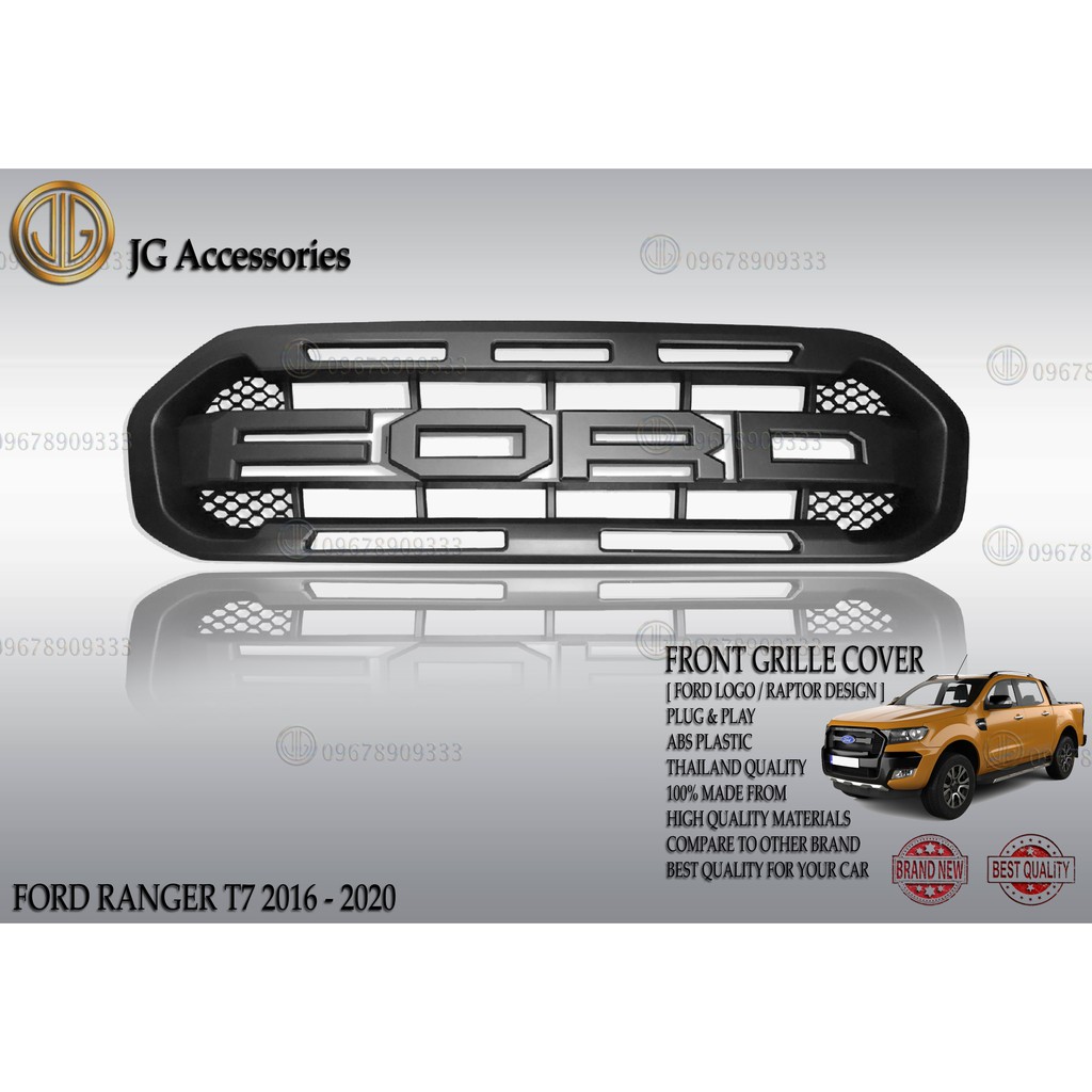 FORD RANGER T7 WILDTRAK 2016 2017 2018 2019 2020 FRONT GRILL COVER FORD ...