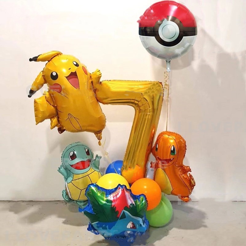 1 Set Pokémon Pikachu Balloon Party Decoration Supplies Squirtle ...
