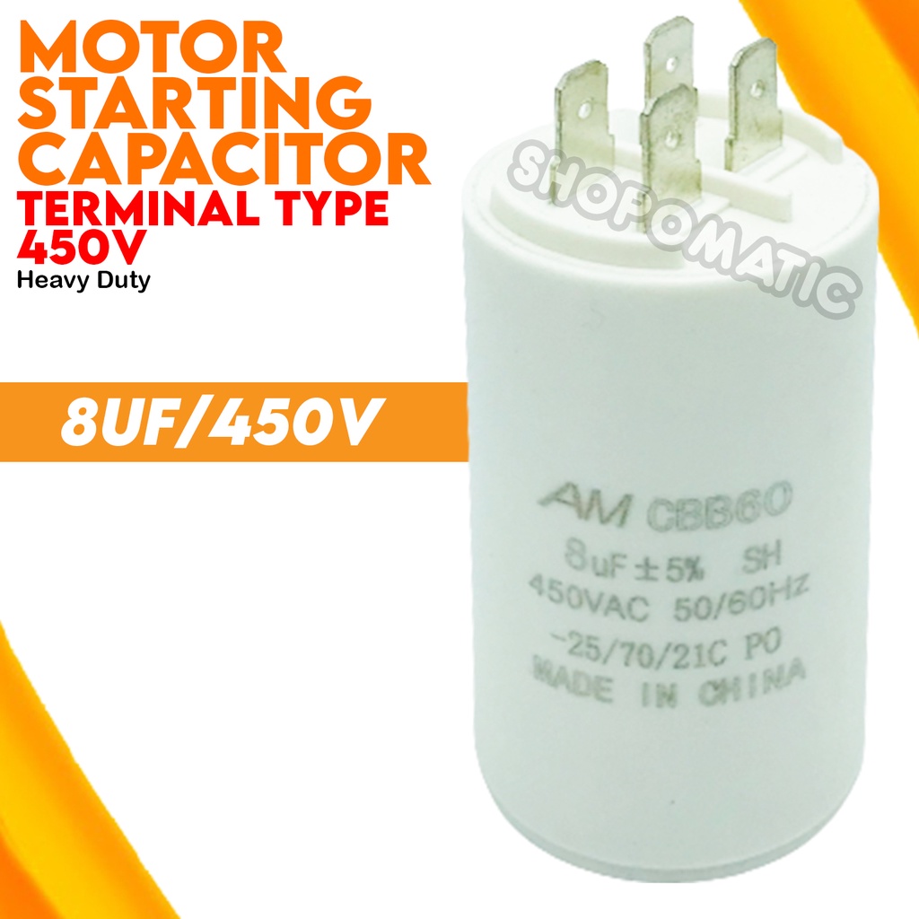 🟧 8UF/450V Motor Running/Starting Capacitor Terminal Type Heavy Duty 🟧 ...