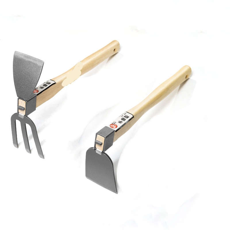Gardening Wooden handle Iron hoe 2 in1 hoe and fork with wooden handle ...