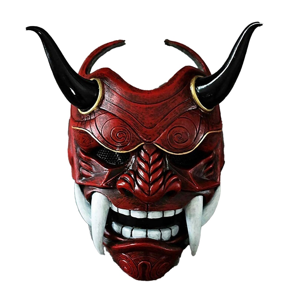 Adult Unisex Halloween Face Masks Japanese Hannya Demon Oni Samurai Noh ...