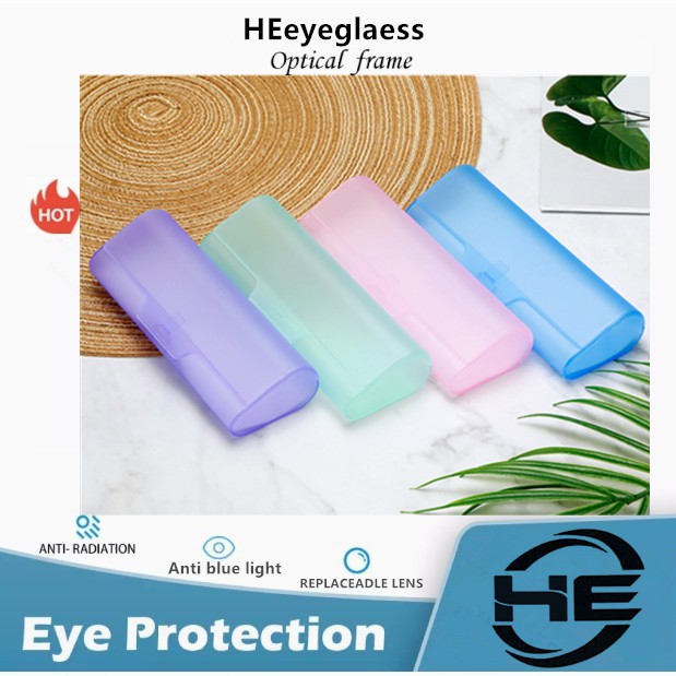 Translucent plastic glasses case 5-color transparent glasses case light ...