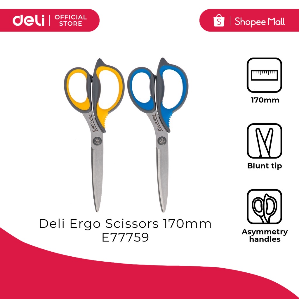 Deli E77759 Ergo Scissors 170mm (1PC) [753277759] | Shopee Philippines