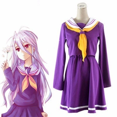 New No Game No Life Shiro Cosplay Costume Women Purple Sailor Outfit ...