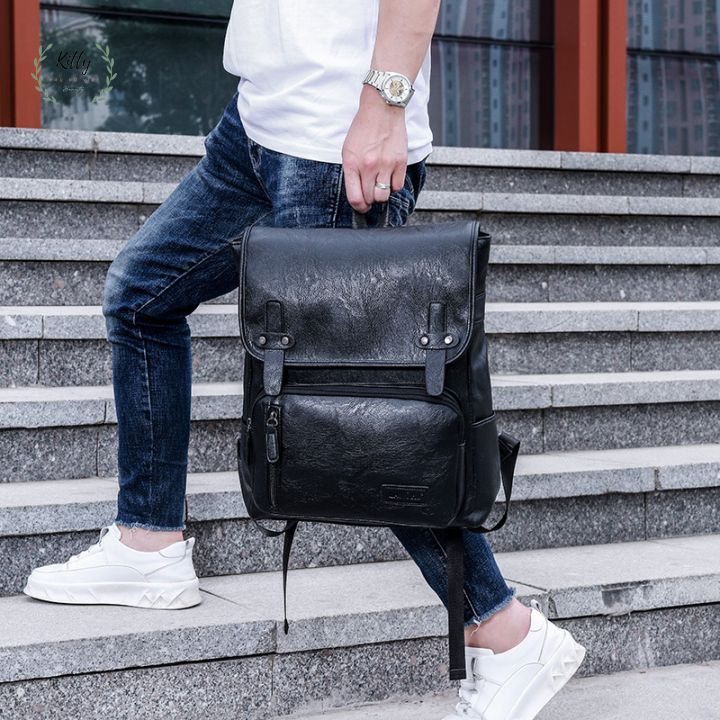 Type I leather backpack, Korean style fashion men's leather backpack ...