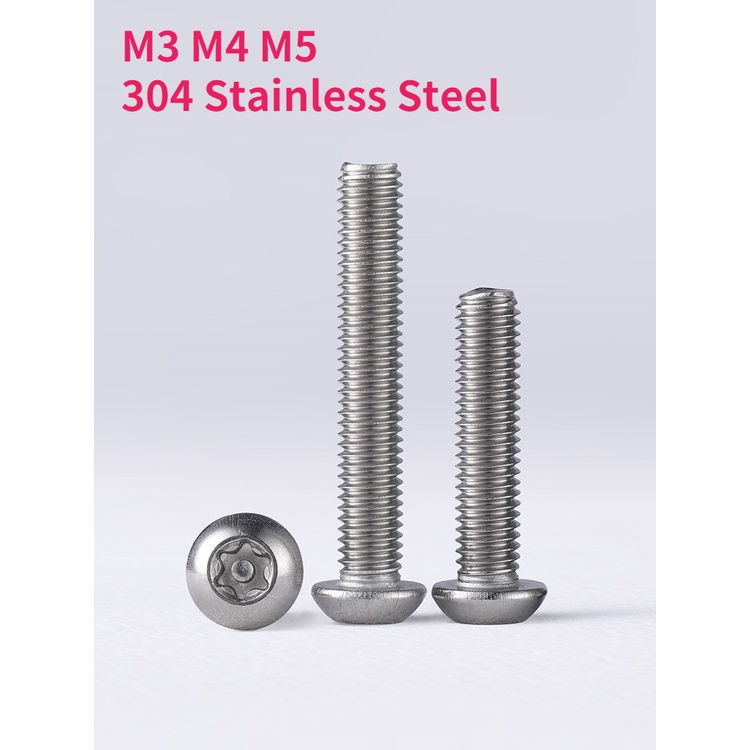 M3 M4 M5 304 Stainless Steel Round Head Torx With Pin Screws Pan Head Plum Blossom With Column ...