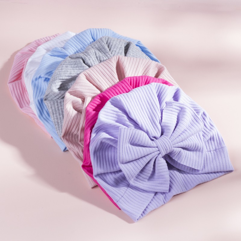 Newborn Baby Cap Infant Girl Cotton Turban Bow Knot Caps Toddler Beanie ...