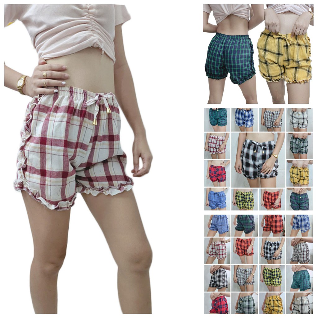 New S020 Chekered Ruffled Womens Fashion Garterize Short [ FJ711 ...