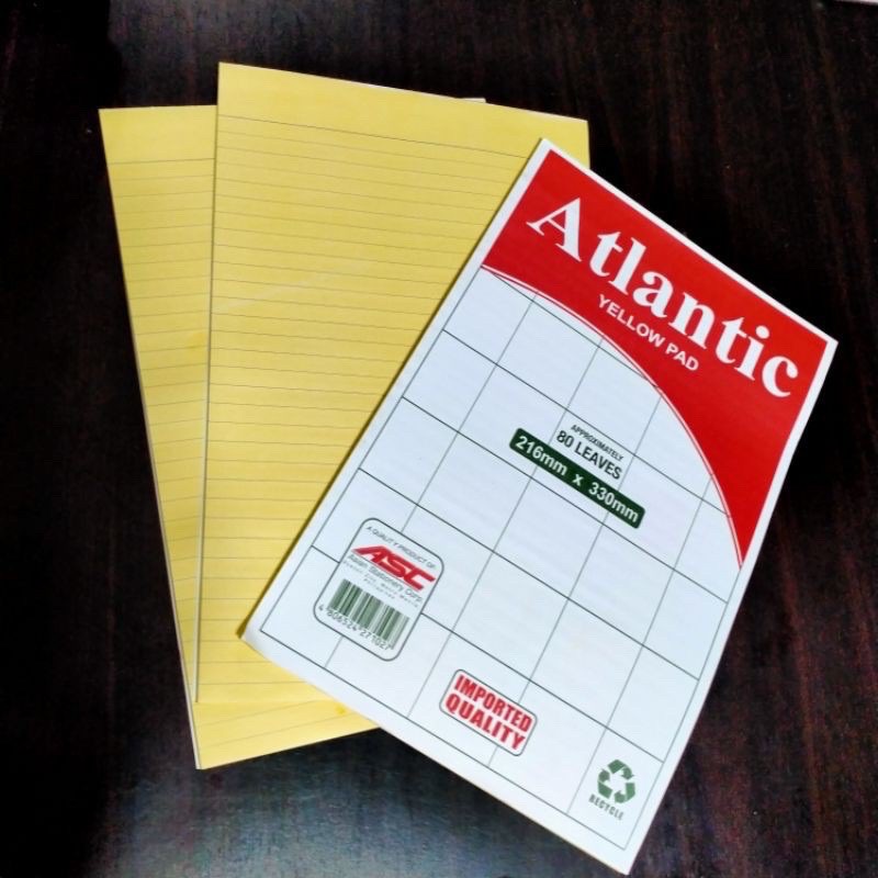 10 Pads PX/ Atlantic Yellow Pad 80 leaves 216mm x 330mm Yellow Pads ...