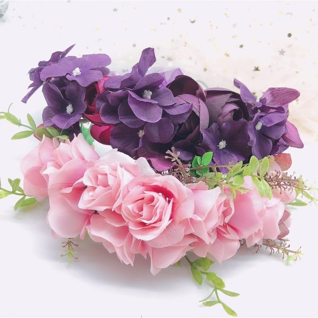 MISS CHIC Faux Flower Crown for Wedding Ladies Fashion Floral Headpiece ...