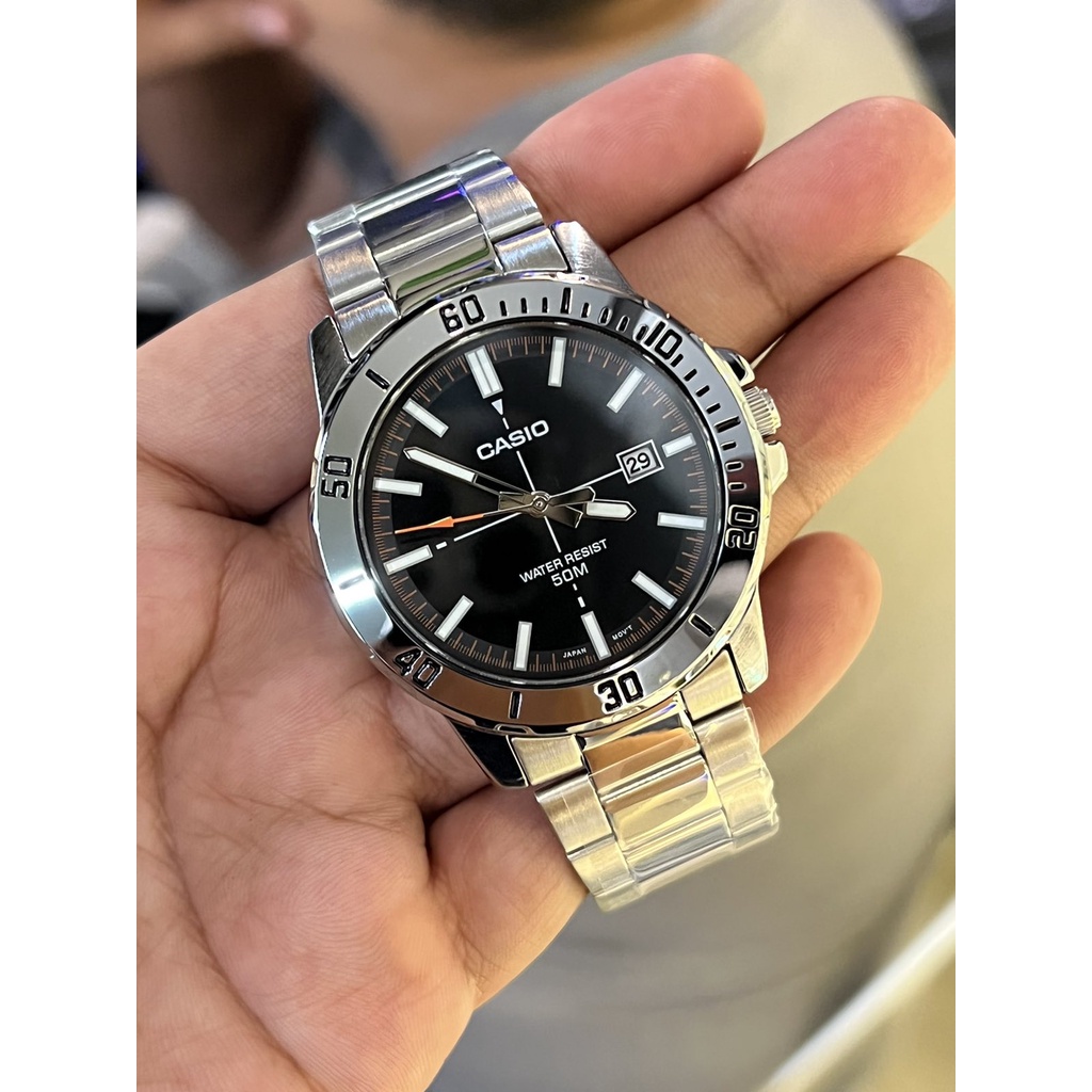 ORIGINAL CASIO Analog Black Stainless Steel Men's Watch MTP-VD01D-1E2 ...