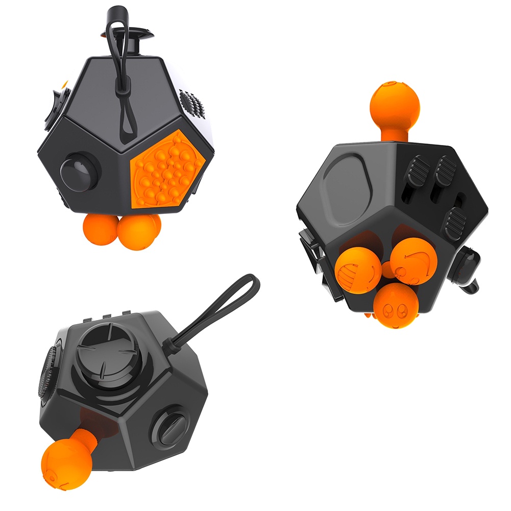 Spot》Rotate toys Black 12-Side Fidget Cube Toys Anxiety Stress ...