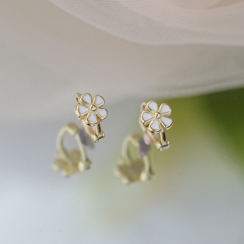 14k Flower Hoop Earings for Women Hikaw Silver Earrings Gold Non ...