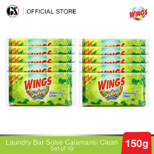 Wings Solve Calamansi Clean Laundry Bar Detergent 150g Set of 10 ...