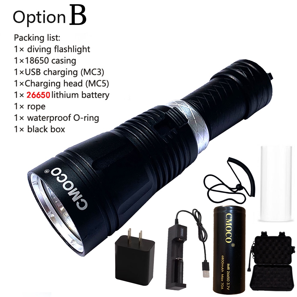 CMOCO CREE L2 P70 3000 LM Diving Flashlight Underwater 100m Waterproof ...