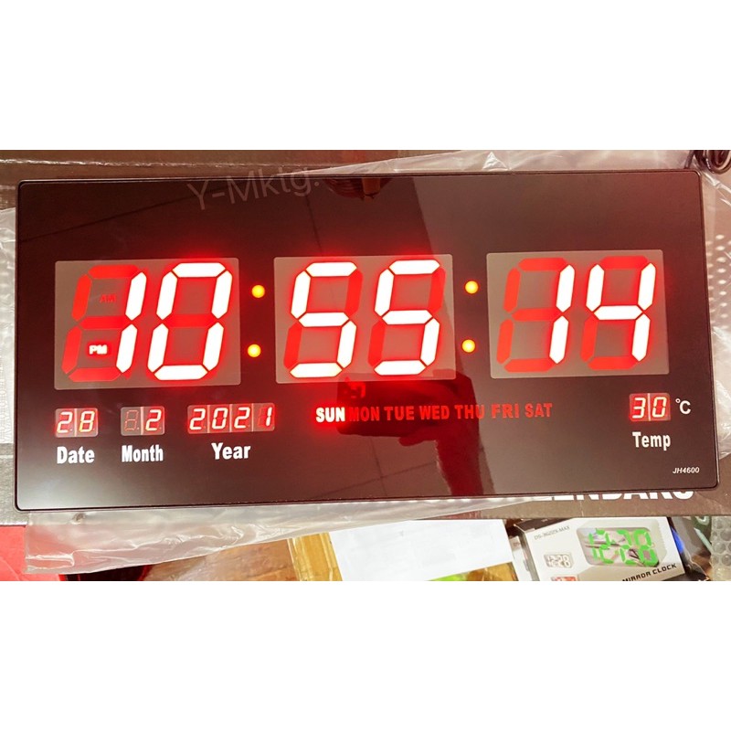 (JH4622) 19.5” LARGE Display LED Digital Calendar Wall-Hang Clock ...