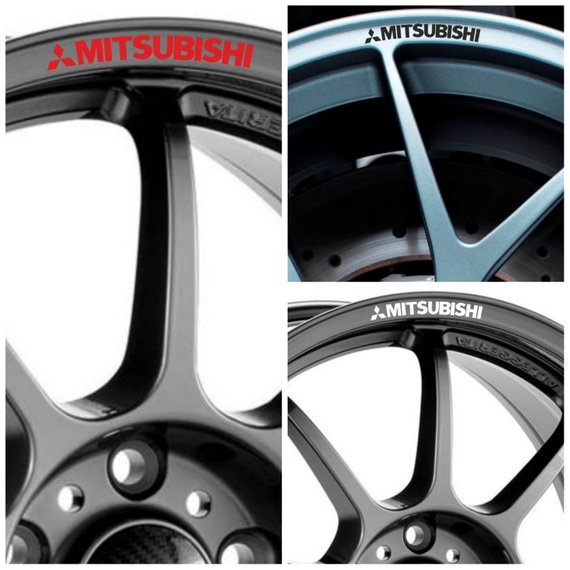 x8 Mitsubishi Logo Rims Alloy Wheel Decals Stickers Graphics Lancer Evo ...