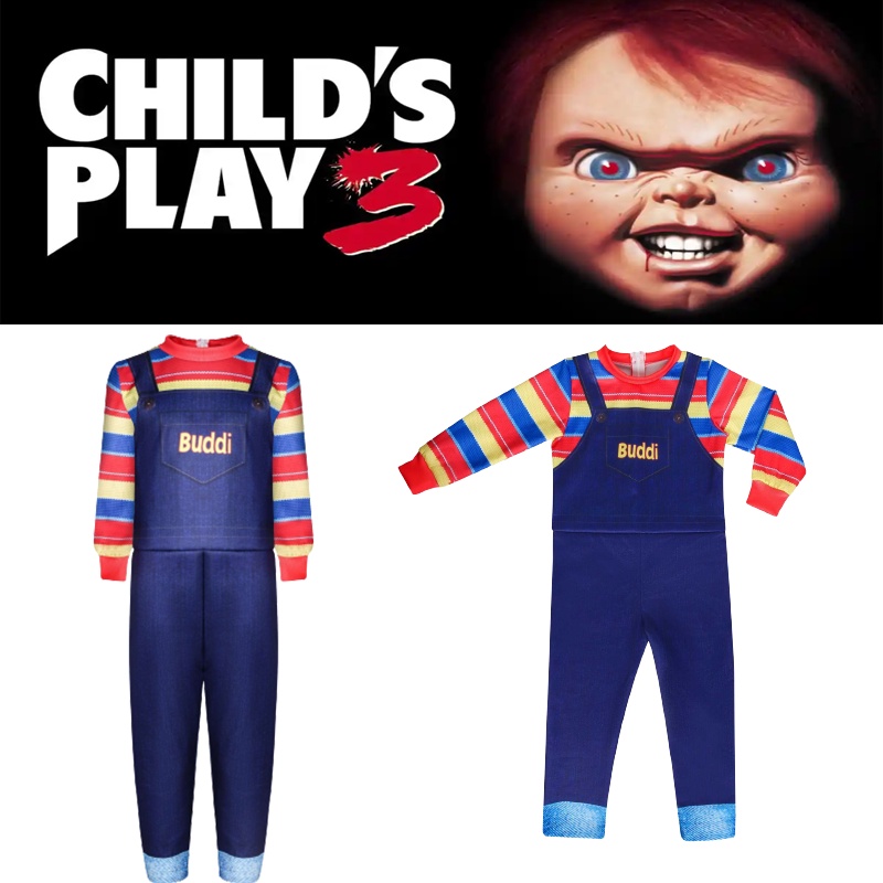 Kids Child's Play Chucky Cosplay Horror Costume Jumpsuit For Halloween ...