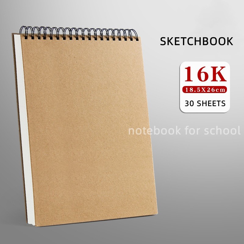 NFS A4/A5 Kraft Paper Sketchbook 8K/16K Double Spring Thick Blank Hand-painted DIY Art Supplies ...
