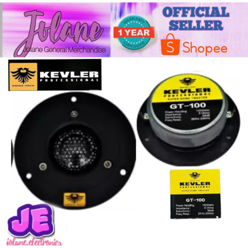 Kevler GT-100 3" Dome Tweeter 100W 8ohms | Shopee Philippines
