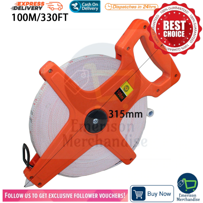 Fast Shipping 100m Fiberglass Measuring Tape Metric Scale Measure Wheel ...