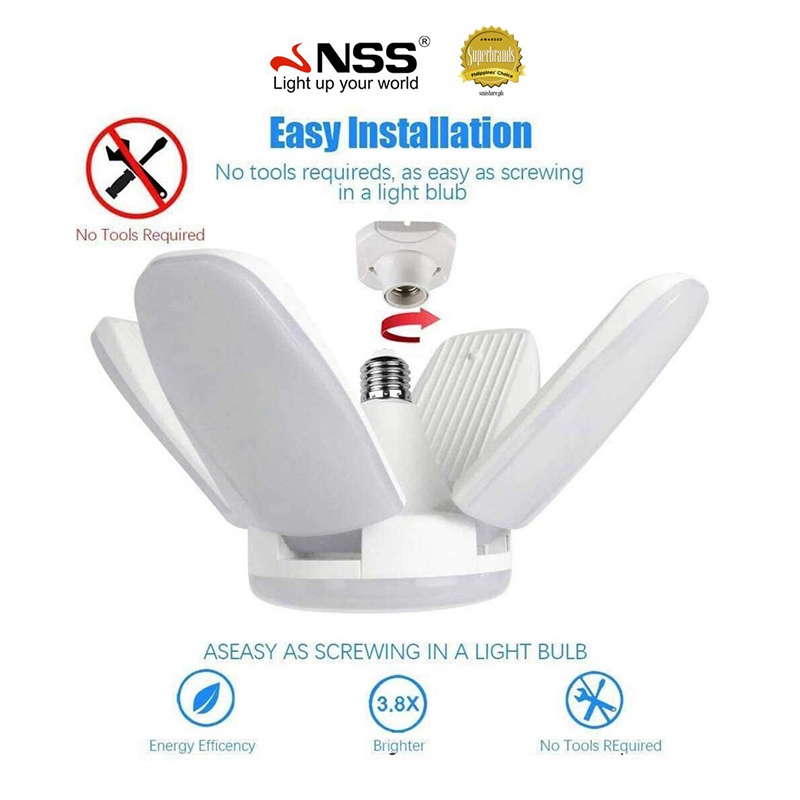 NSS Leaf LED Foldable Leaf Bulb AC170-265V For Closet/Cabinet/Corridor ...