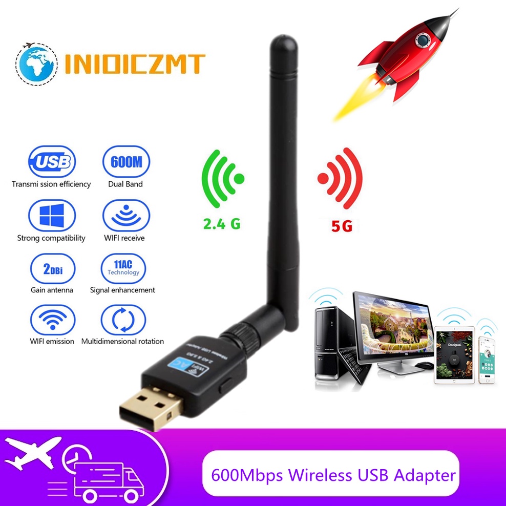 600Mbps USB Wifi adapter 5.8GHz+2.4GHz USB Wifi high-speed antenna Wifi adapter USB Wifi ...