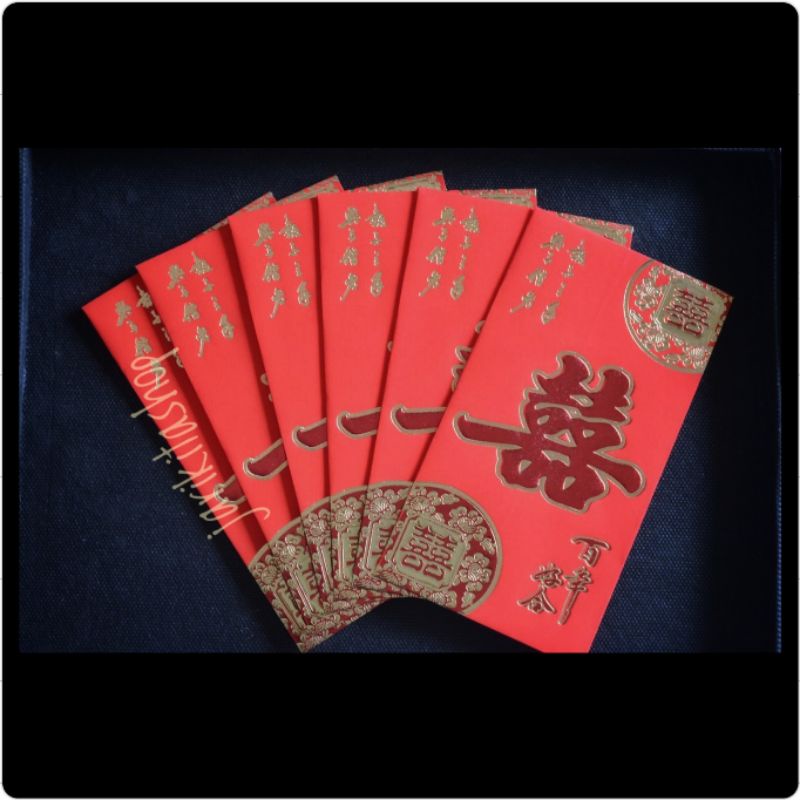 MERAH Red GOLD ANGPAO Envelope CHINESE WEDDING Invitation DOUBLE ...