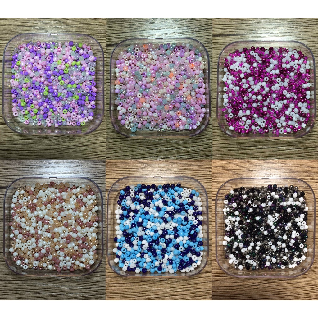 Veeds 730 Pcs (20 grams) 3mm bead Shade of color Glass Seed Beads ...
