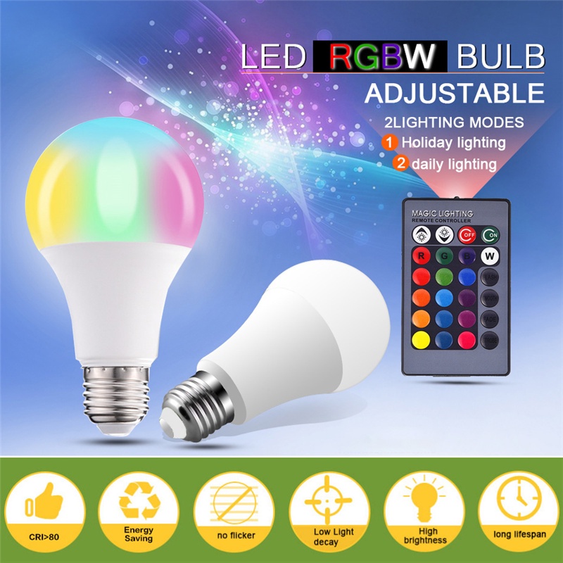 Licer LED Color Bulb Light 5W 10W 15W Remote Control 4 Modes Dimmable ...