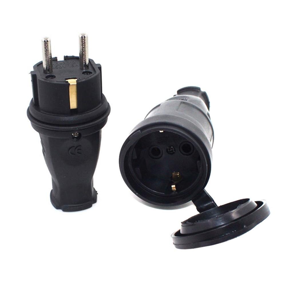 EU Rubber Waterproof Socket Plug Electrial Grounded European Connector ...