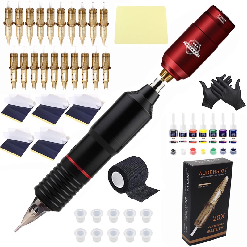 Tattoo Pen Machine Kits Rotary Wireless Tattoo Pen Set with Mini RCA ...
