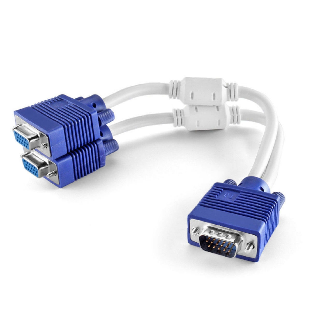 Resong 15 Pin SVGA VGA Male To 2 Dual Female Y Splitter Adapter ...